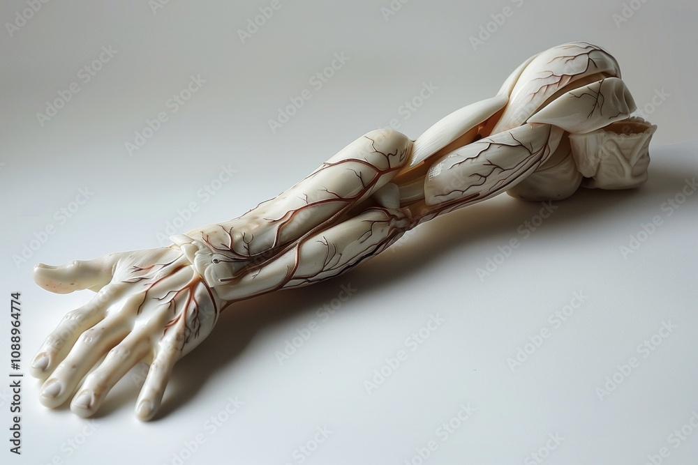 Structure of the arm muscles, anatomy of the veins with ligaments ...