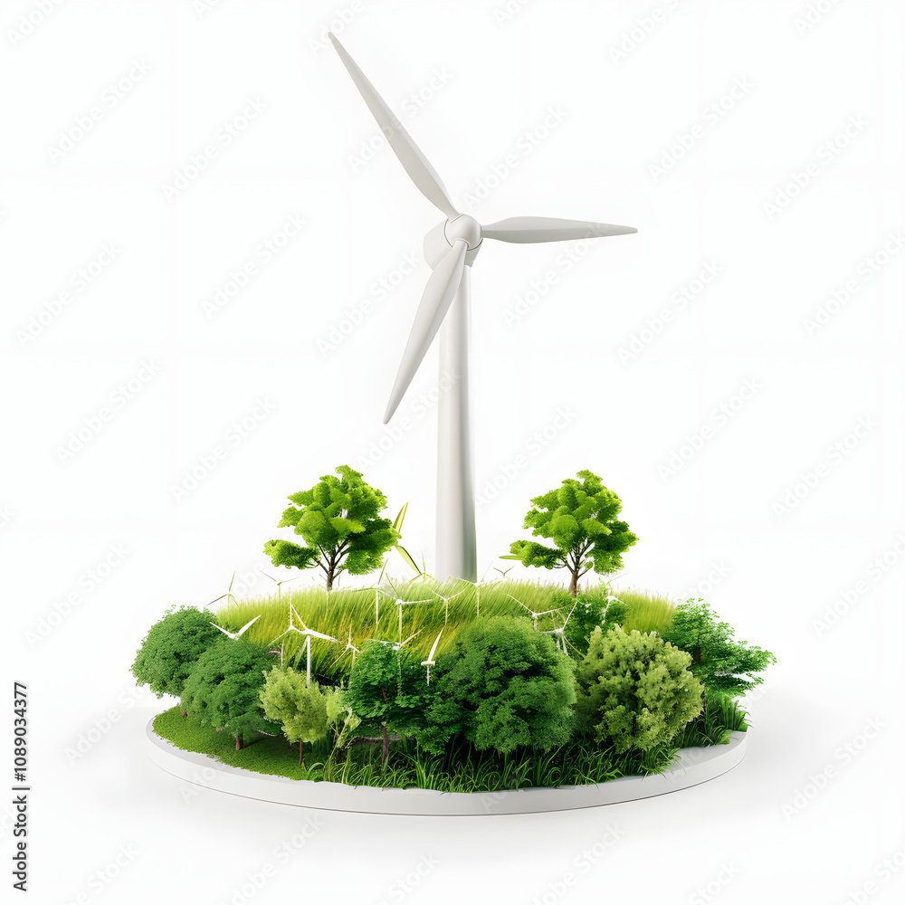 png 3d illustration of wind turbine, green energy concept cut out ...