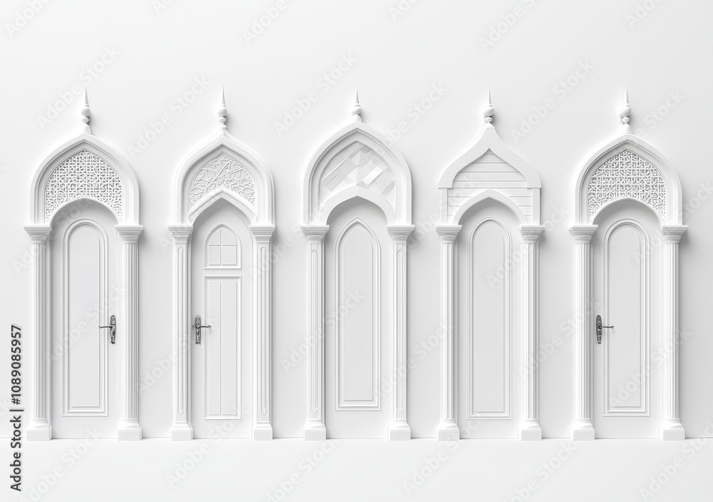 Stock-Illustration „Mosque arch window with transparent hole. Realistic ...