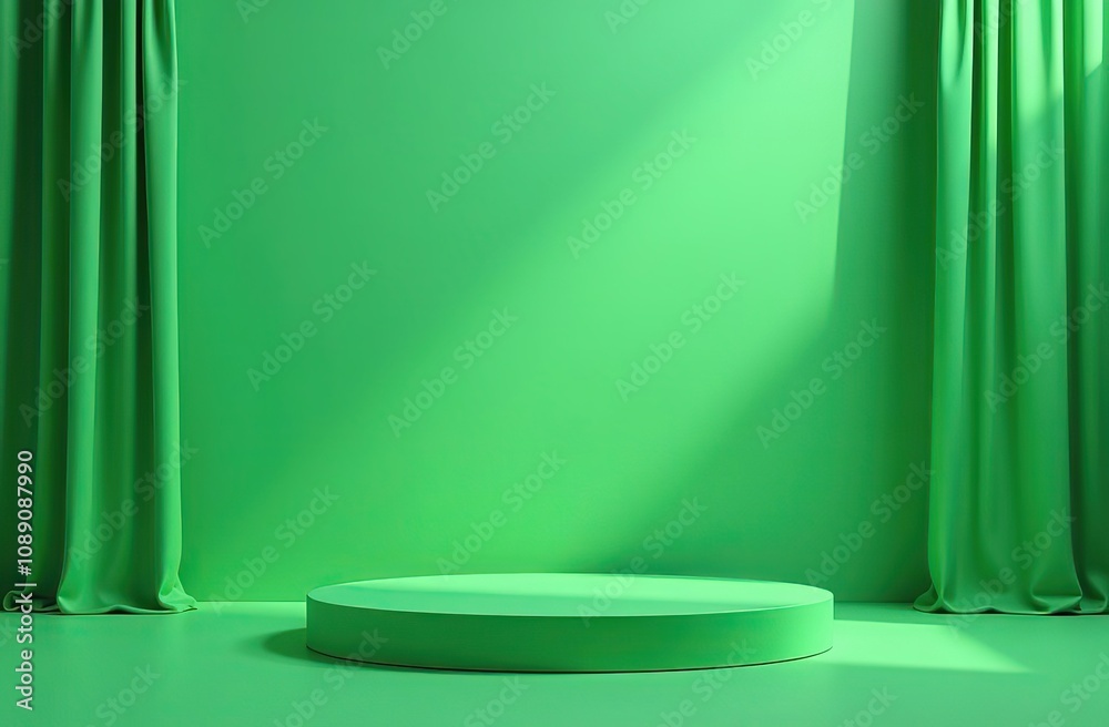 Background vector 3d green rendering with podium and minimal green scene, minimal abstract ...