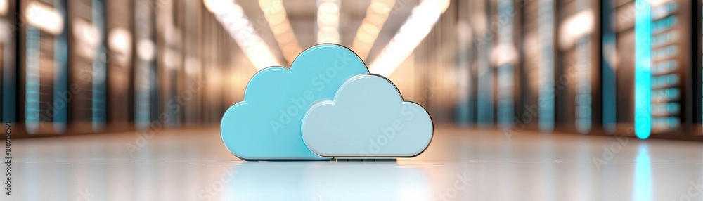 A digital representation of cloud storage, showcasing two stylized ...