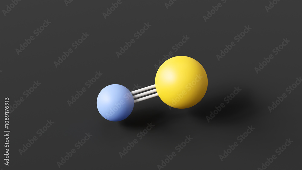 phosphorus mononitride molecule 3d, molecular structure, ball and stick ...