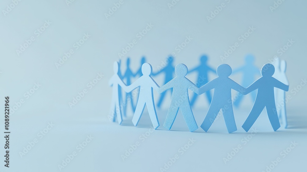 Paper cutouts of people holding hands, symbolizing unity and teamwork ...