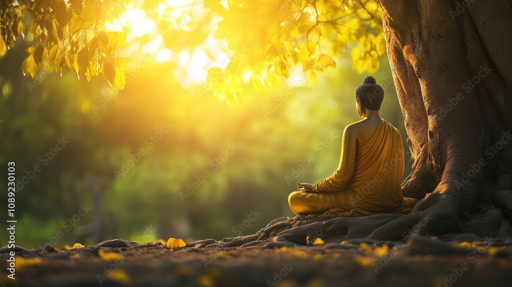 photograph of Siddhartha Gautama Enlightenment under the Bodhi tree ...