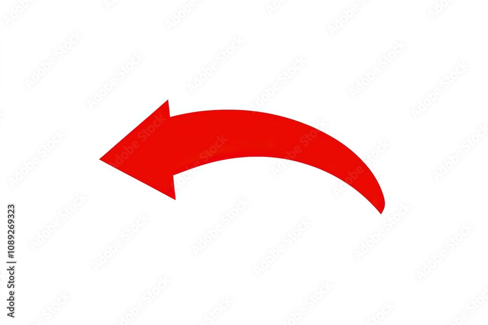 simple flat curved Right red arrow pictogram on a pure white background ...