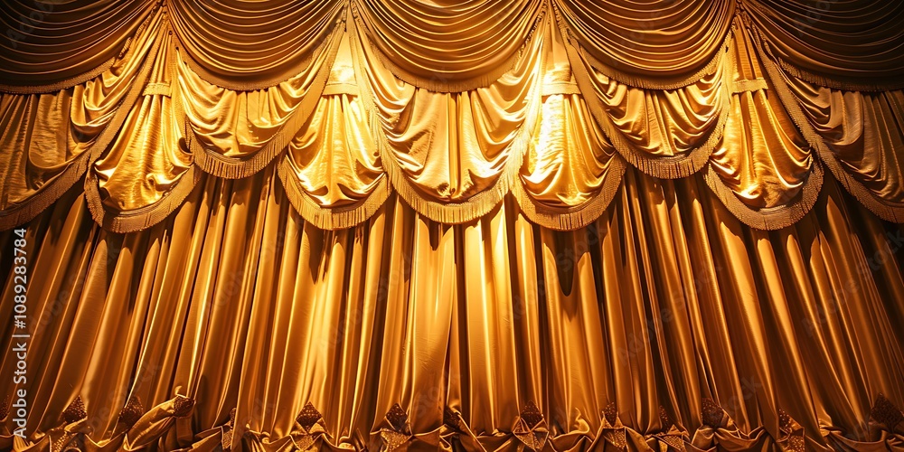 Gold curtain background. illustration of drapery Stock Photo | Adobe Stock