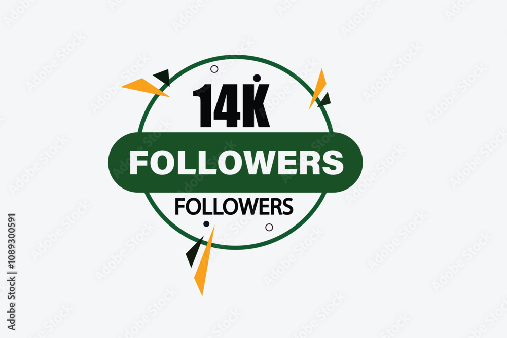 thank you 14k followers, vector, illustration, social, media, post ...