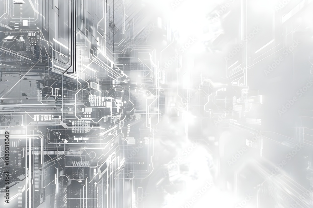 Grey and white abstract technology background, featuring hi-tech ...