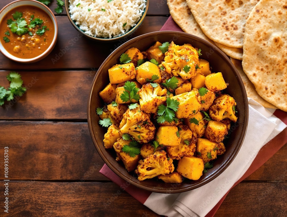 Delicious Aloo Gobi made with potatoes, cauliflower, and spices. A ...