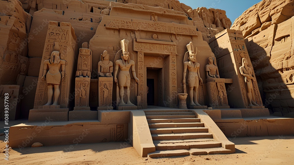 Ancient Stone Temple with Hieroglyphs, Cuneiform Inscriptions, and ...