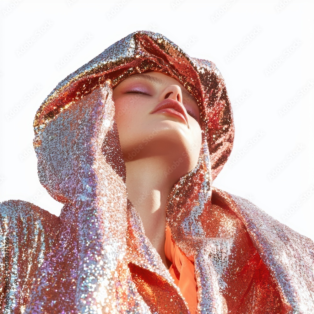 Imagine a fashion model posing in a glamorous outfit during a ...