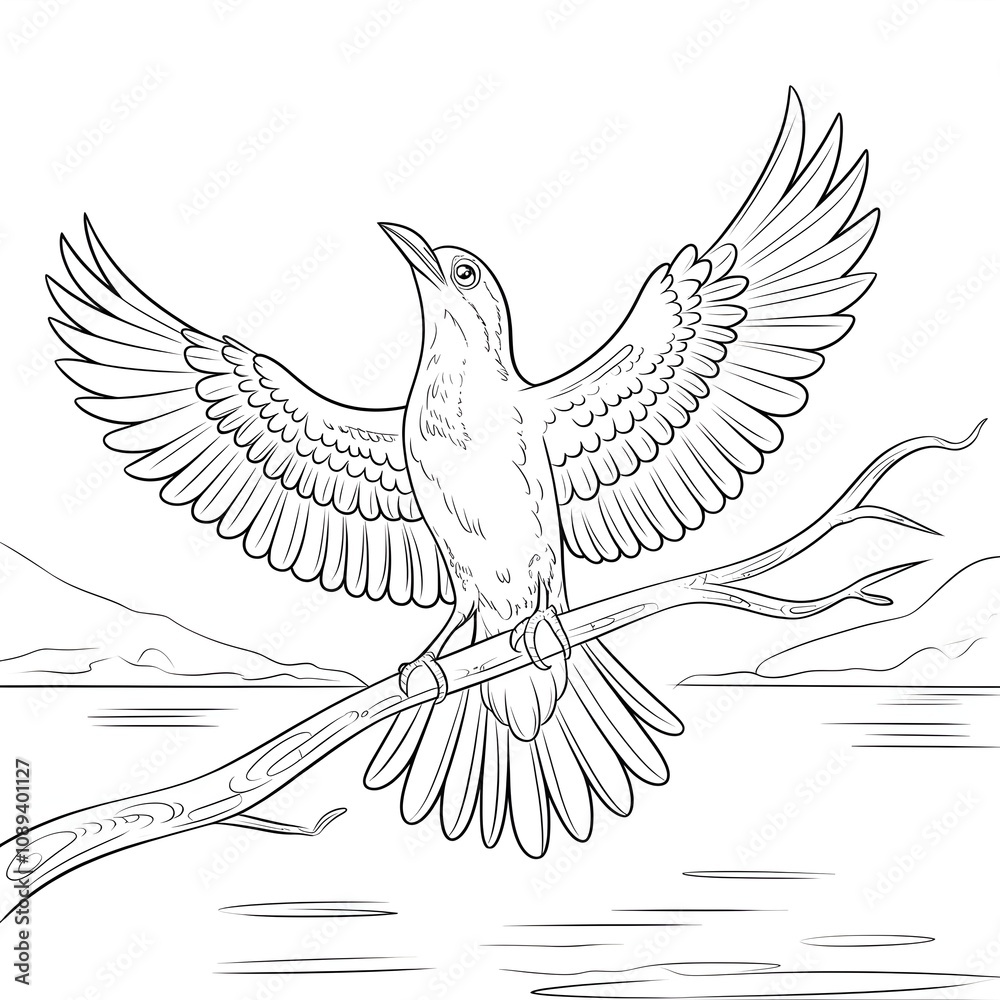 bird coloring page line art Stock Illustration | Adobe Stock