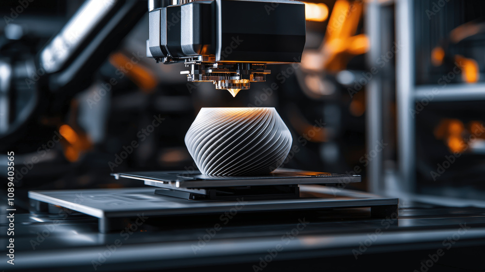 3D printer producing complex part with intricate design and precision ...