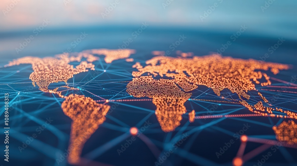 Global cybersecurity monitoring and encryption strategies world map ...