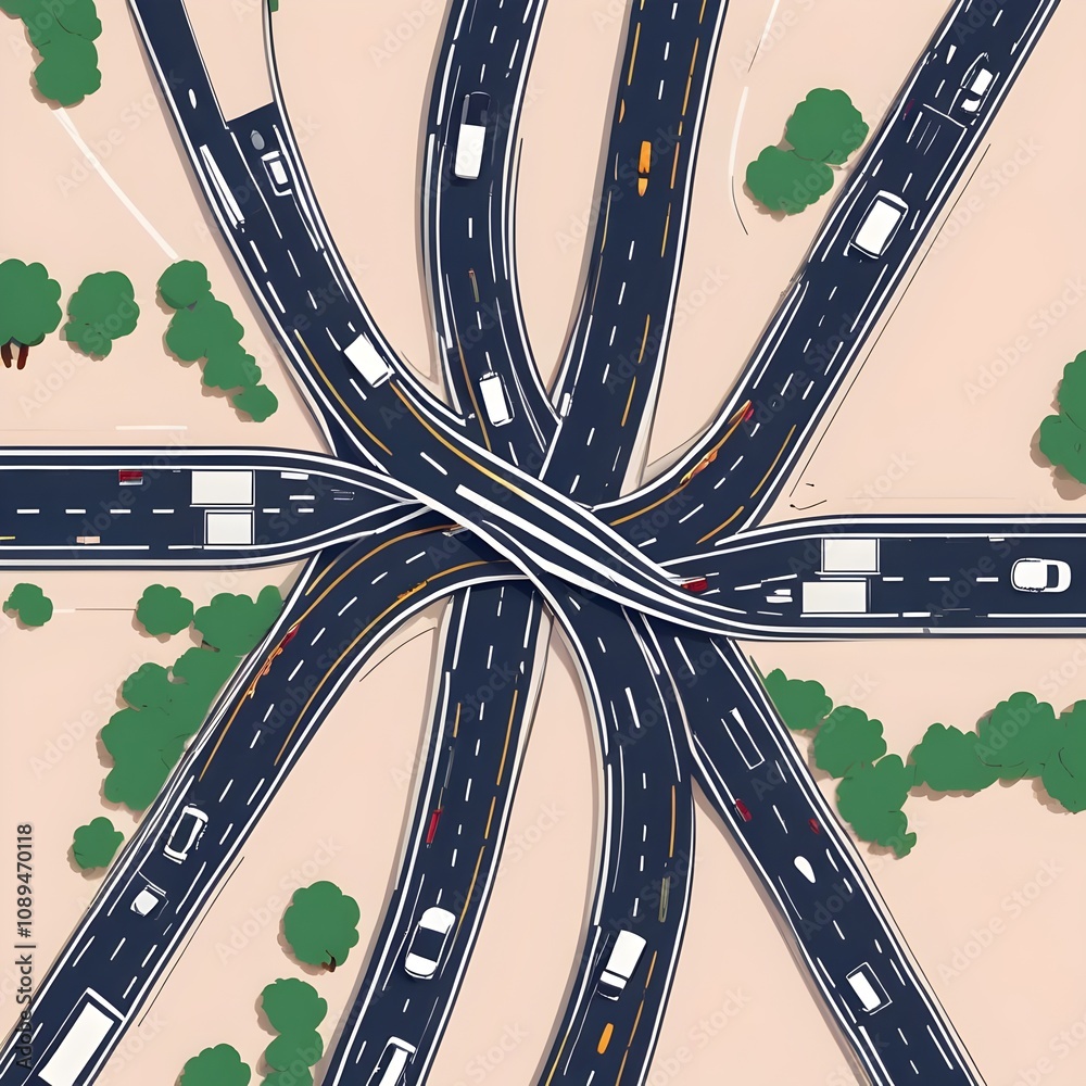 A centered highway icon with two parallel lines and dashed markings on ...