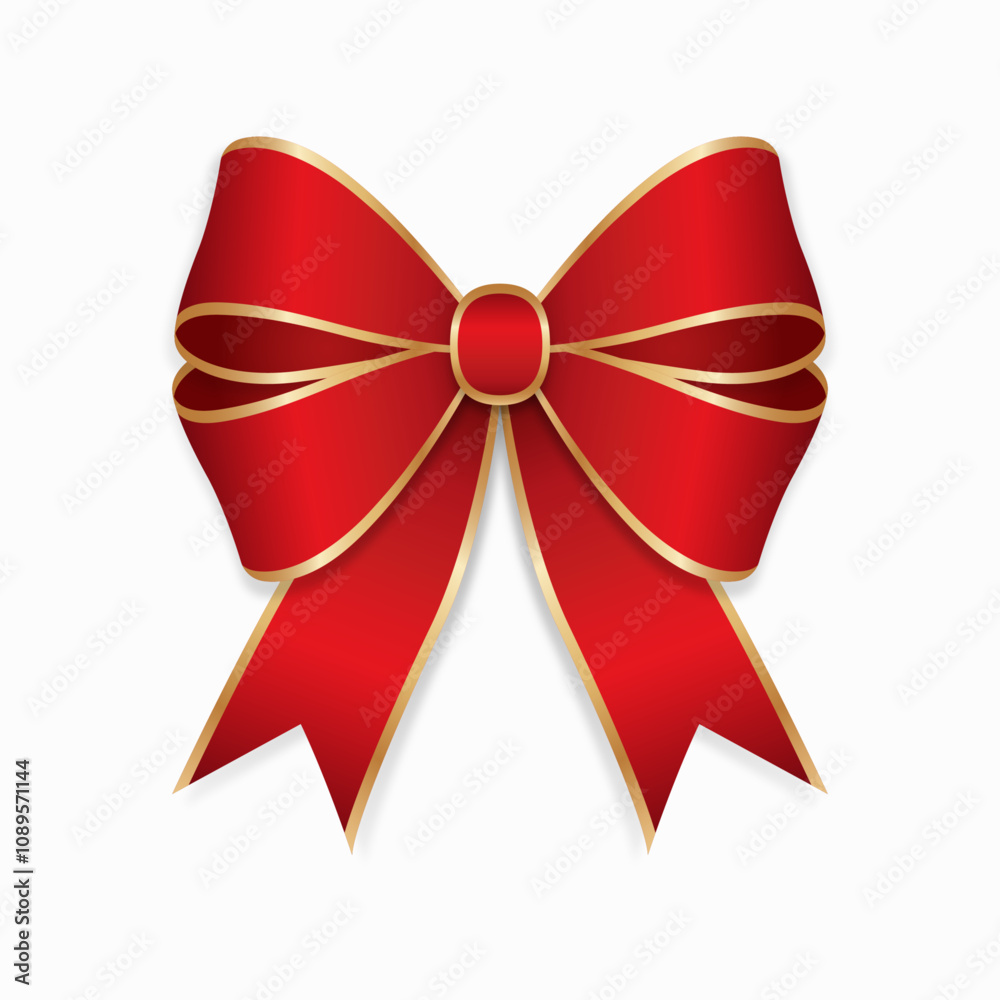 Red and gold bow on a white background. Stock Vector | Adobe Stock