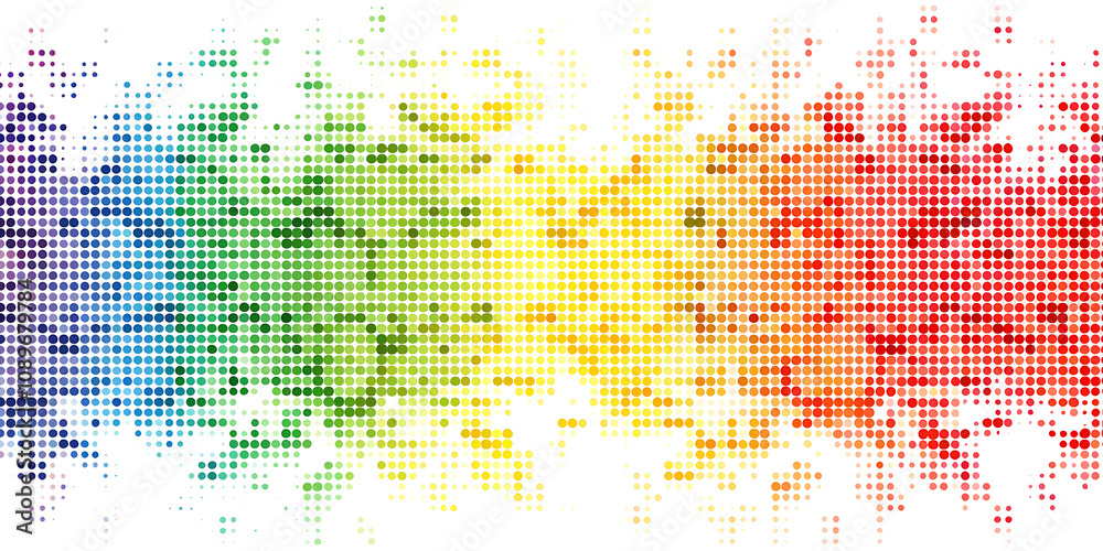 rainbow colored digital pixel art, modern design, isolated on white ...