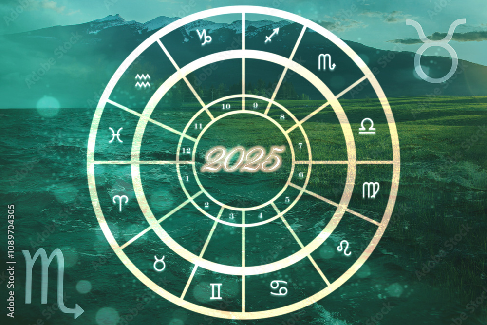 Horóscopo y predicciones 2025. Eje de signos fijos: Tauro- Escorpio. Carta astral y símbolos ...