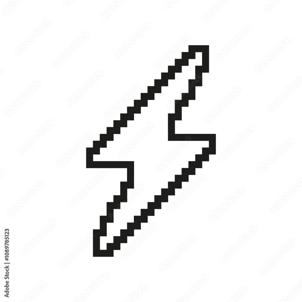 Pixelated Lightning Bolt Icon. Retro Pixel Art Design of Jagged ...