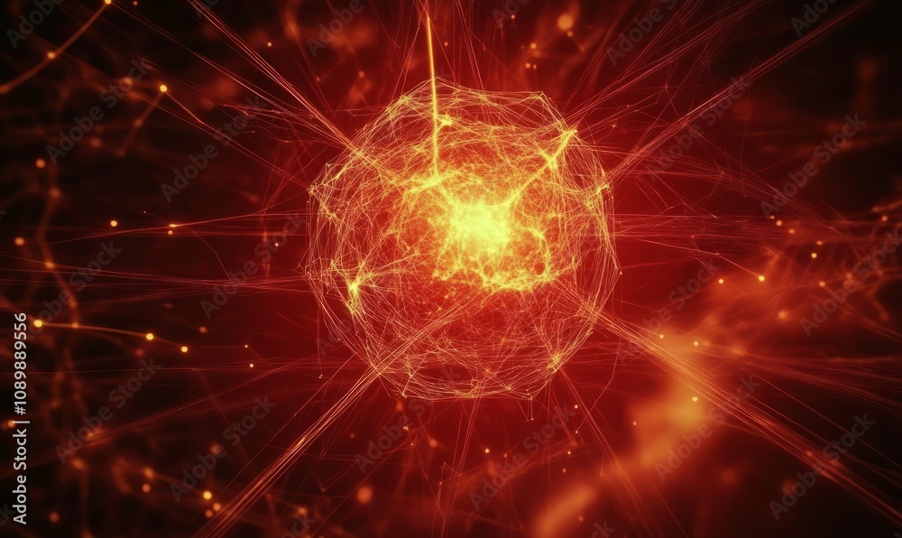 Surreal Atomic Diagram Depicting Heat Conduction in Solid Material ...
