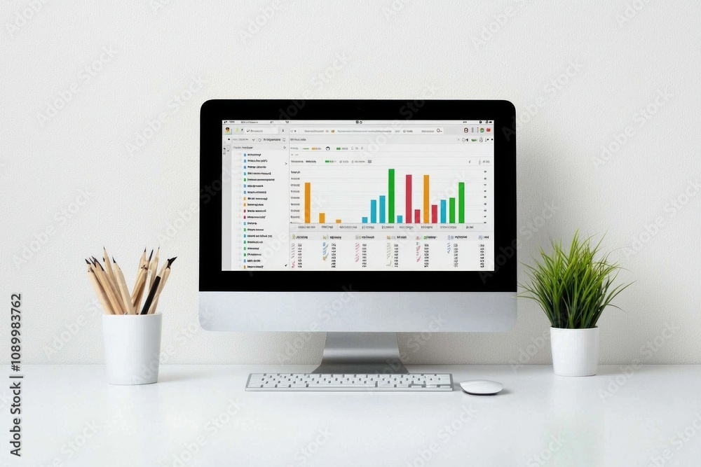 Data analysis dashboard display home office technology visualization ...