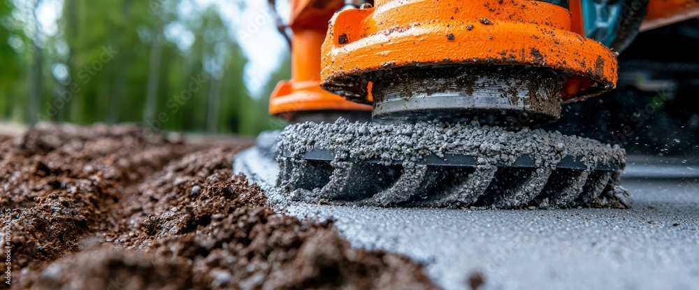 Close-up of Soil Compaction Machine at Work, Laying a New Surface Stock ...