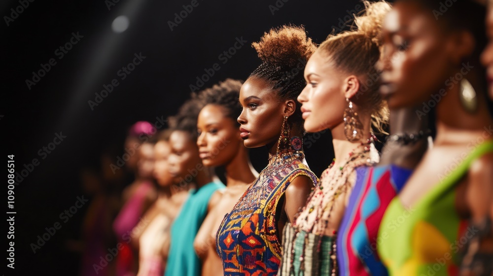 A fashion show featuring models of diverse ethnicities and body sizes ...