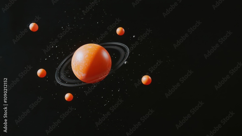 Electrons in motion around a nucleus in an atomic structure model ...