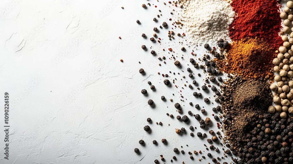 28.An assortment of black peppercorns, coarsely ground pepper, and ...