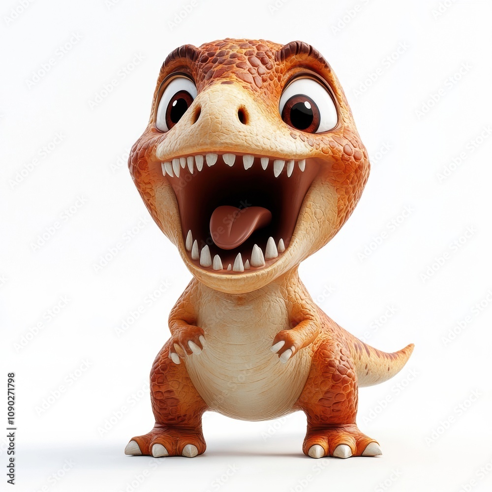 Tiny Rex Roars with Delight: A 3D rendered cartoon dinosaur, a baby ...