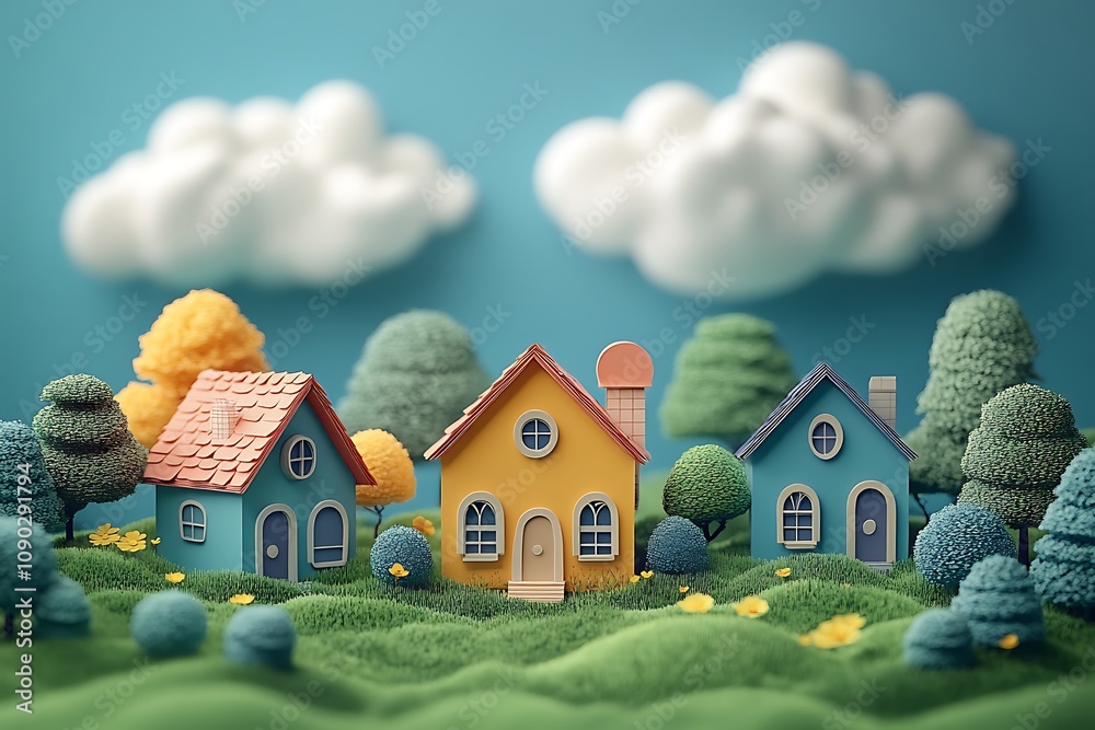Charm of a miniature town with downtown street plastic miniature. This ...