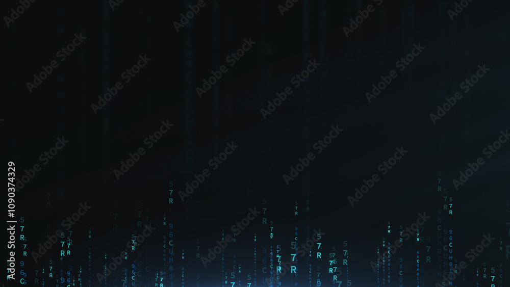 Binary code matrix on dark background. Abstract background, digital ...