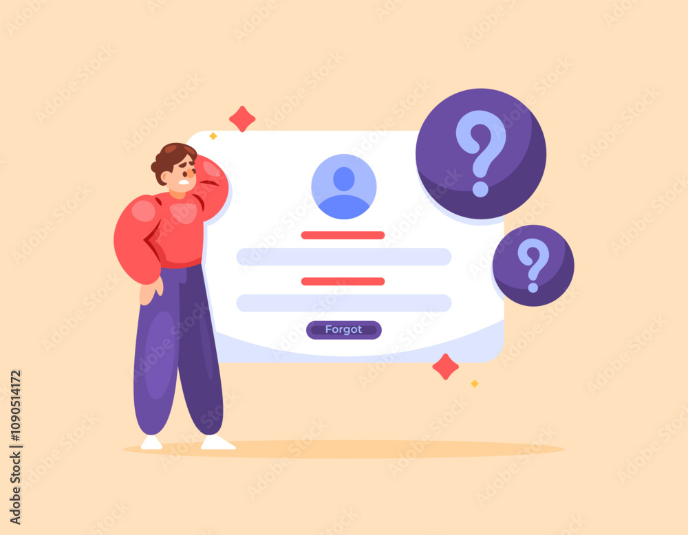 forgot password concept. user service and problems. illustration of a ...