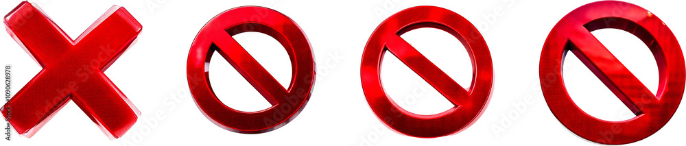 Red symbols on a white background representing prohibition or ...