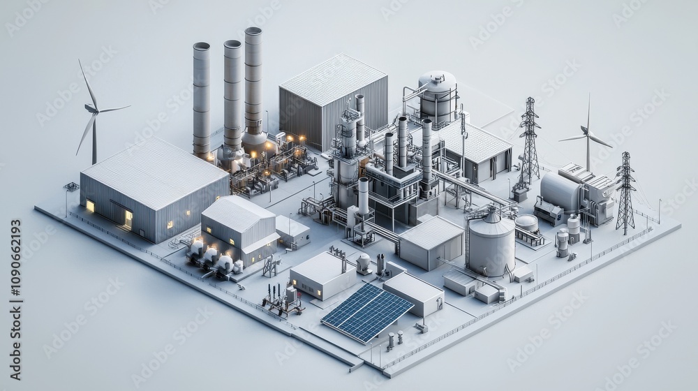 Visualizing the future of energy a modern power generation plant render ...