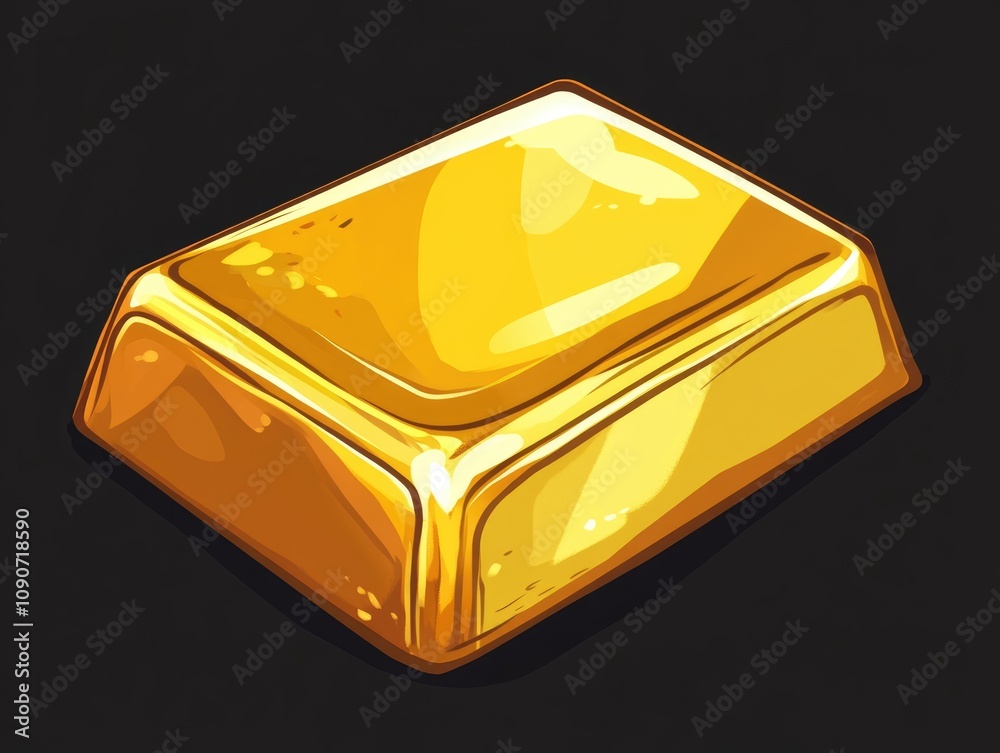 2D cartoon illustration of a gold bar design Stock Illustration | Adobe ...