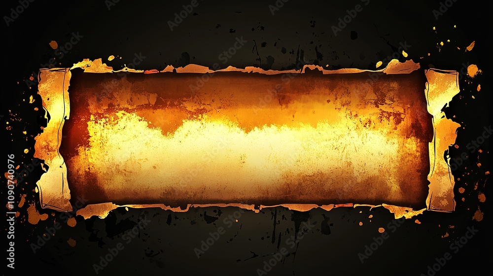 An ancient, worn-out paper scroll with a yellowed appearance, featuring ...