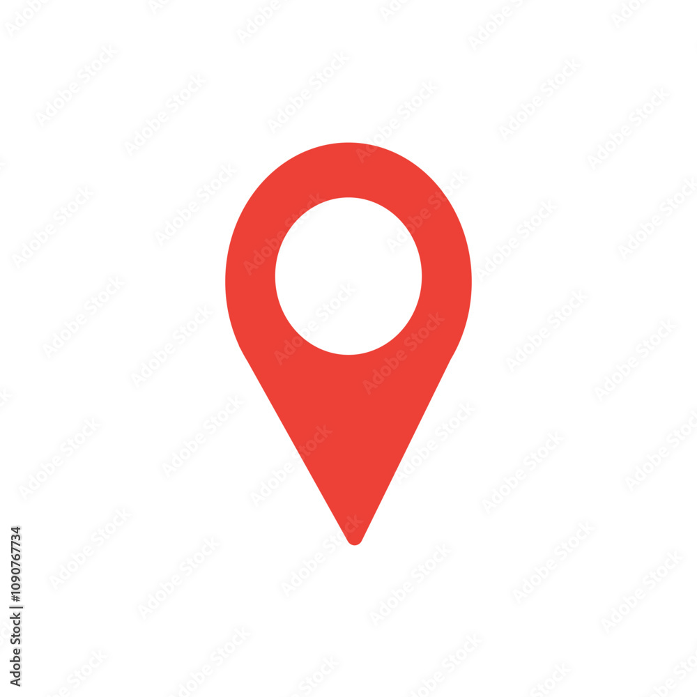 flat red geolocation icon, red location icon on transparent background ...