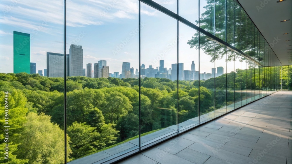 Reflective glass walls reveal a vibrant landscape of nature and ...