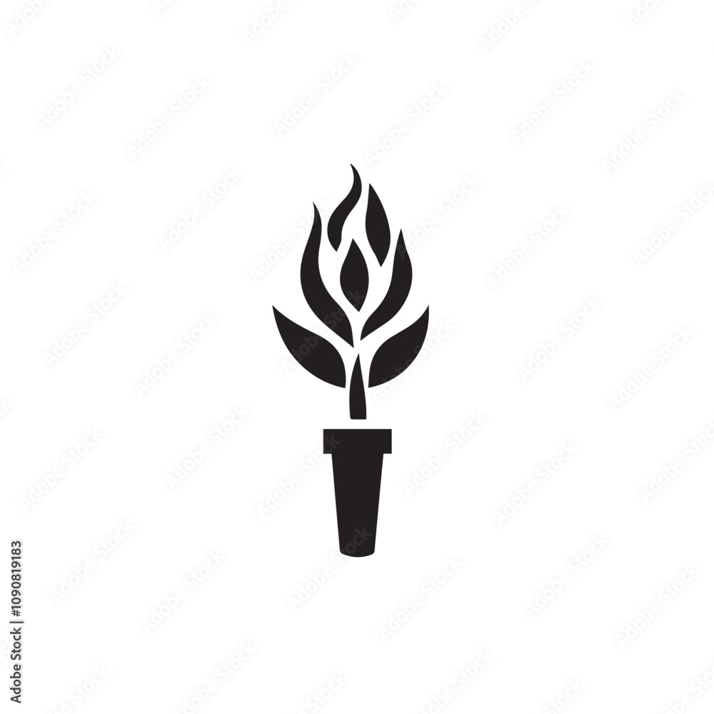 Torch of knowledge In cartoon, hand-drawn flat style. image for social ...