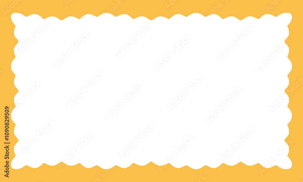 Yellow Waves Zigzag Frame. Scalloped rectangle border. Empty text box ...