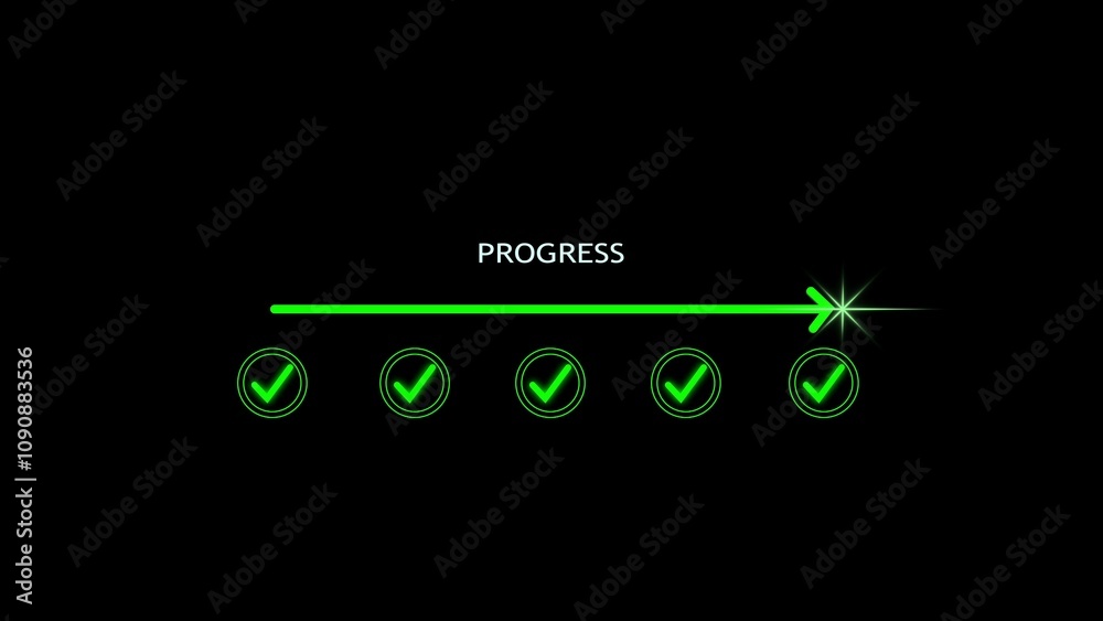digital progress checklist with check marks and an advancing loading ...