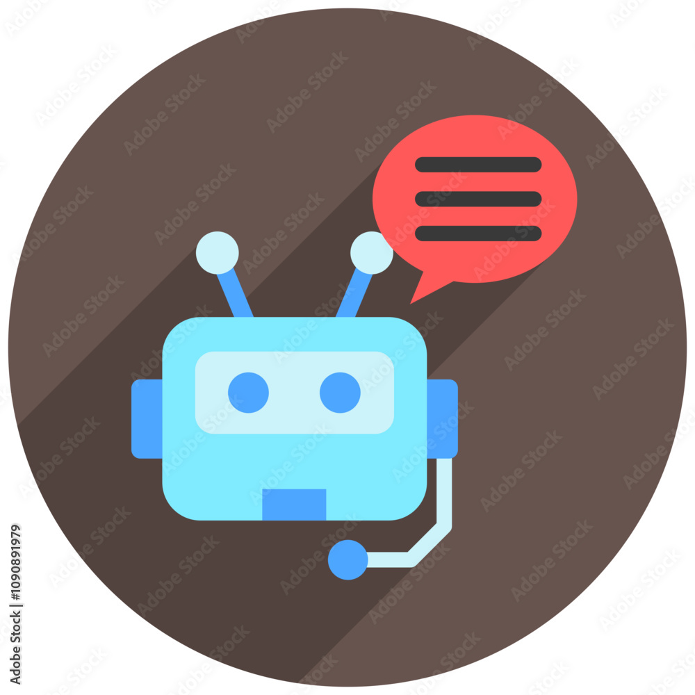 Bot rounded flat color icon. use for modern concept, print, UI, UX kit ...