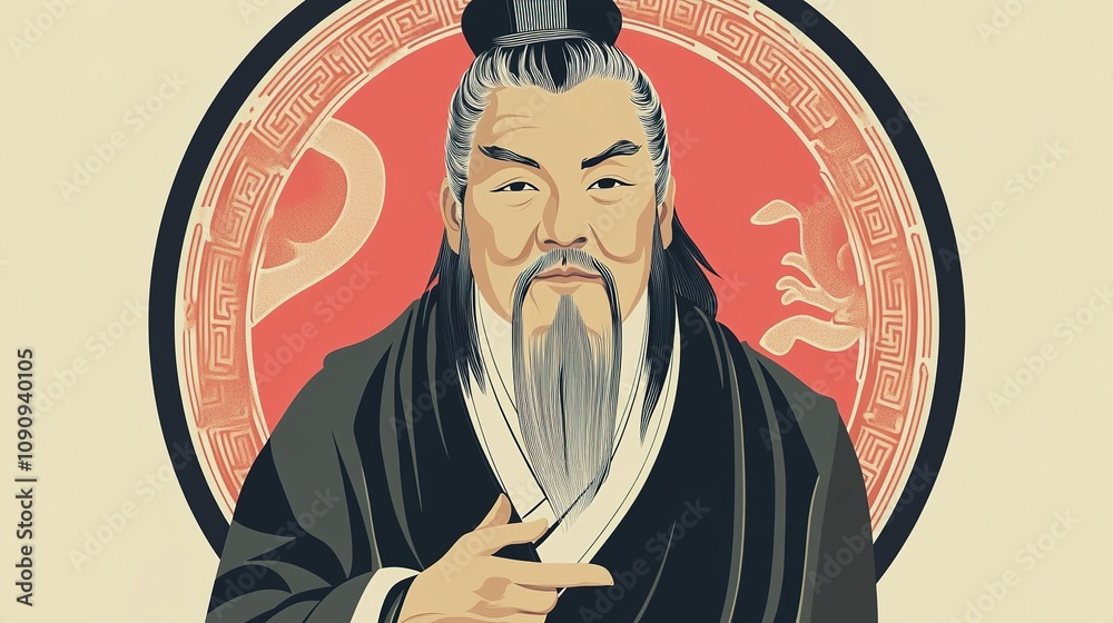 Ilustración de Stock Vector Portrait of Philosopher Lao Tse in ...