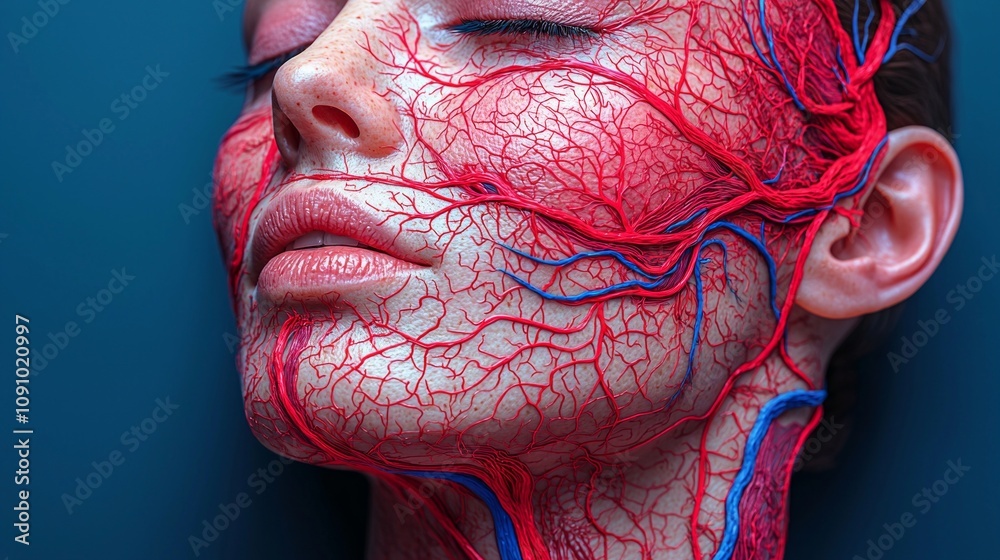 professional diagram showcases intricate facial vascular network ...