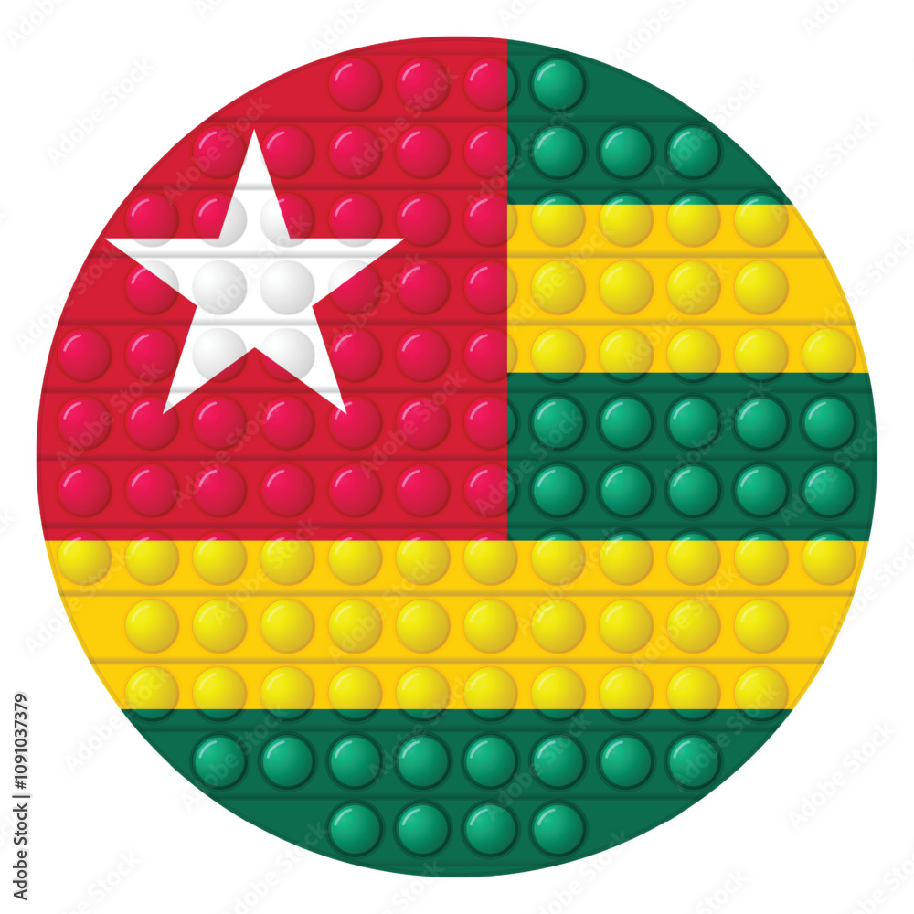 Glass light ball with flag of Togo. Round sphere, template icon ...