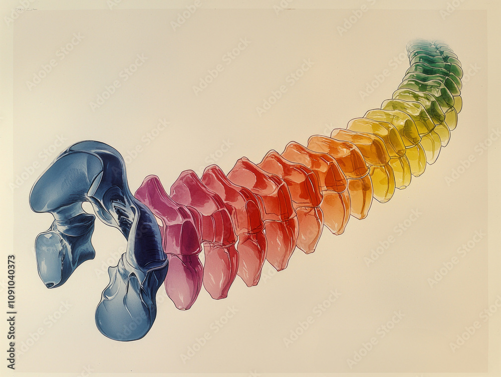 professional diagram highlights thoracic and lumbar spine featuring ...