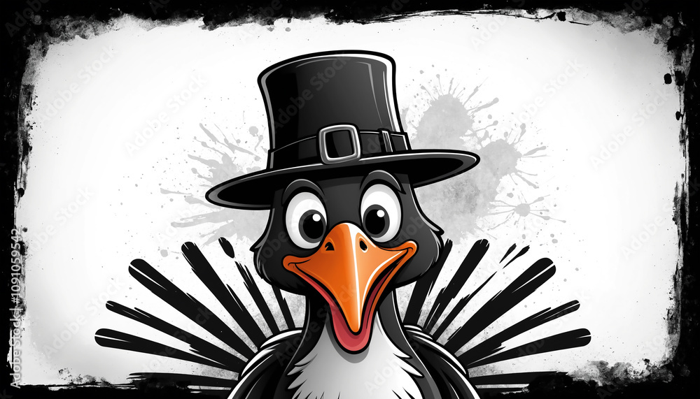 black and white paint spray pattern with Turkey Pilgrim Hat ...