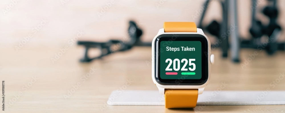2025 self-improvement plan concept. Smartwatch displaying 2025 with an ...