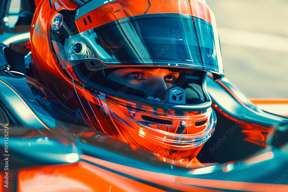 Foto professional sports car racer in a helmet driving auto on the ...